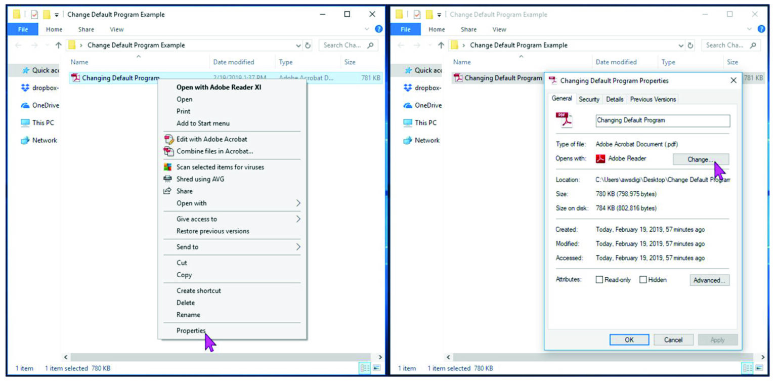 How to change the default program to open a file